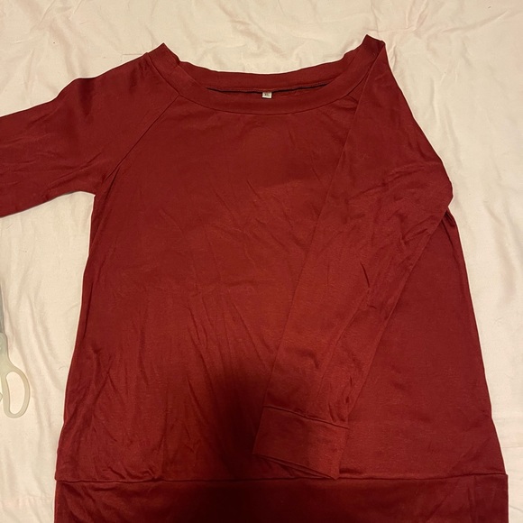 Tops | Nwt Brick Red Off The Shoulder Long Sleeved Top | Poshmark